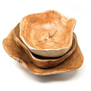 THY COLLECTIBLES Wooden Bowl Handmade Storage Natural Root Wood Crafts Bowl Fruit Salad Serving Bowls (Medium 10"-12")