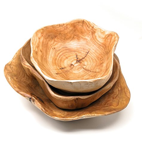 THY COLLECTIBLES Wooden Bowl Handmade Storage Natural Root Wood Crafts Bowl Fruit Salad Serving Bowls (Medium 10"-12")