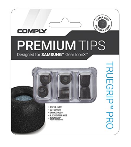 COMPLY TrueGrip Pro Memory Foam Tips for Samsung Gear IconX (Medium, 3 Pairs)