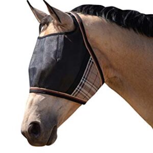 Kensington UViator CatchMask Horse Fly Mask with Web Trim UV Eye Protection Mask for Horse - Large, Deluxe Black