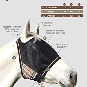 Kensington UViator CatchMask Horse Fly Mask with Web Trim UV Eye Protection Mask for Horse - Large, Deluxe Black