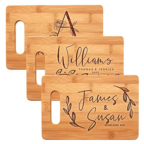 Personalized Cutting Board, 11 Designs, 5 Wood Styles Cutting Board - Wedding Gifts for Couple, Housewarming Gifts, Personalized Gifts for Mom and Dad, Grandma Gifts, Engraved Kitchen Sign