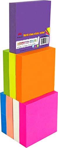 4A 4A 2028-N Sticky Notes, 2 x 2 Inches, Small Size, Self-Stick Notes, 100 Sheets/Pad, 8 Pads/Pack, Neon Color