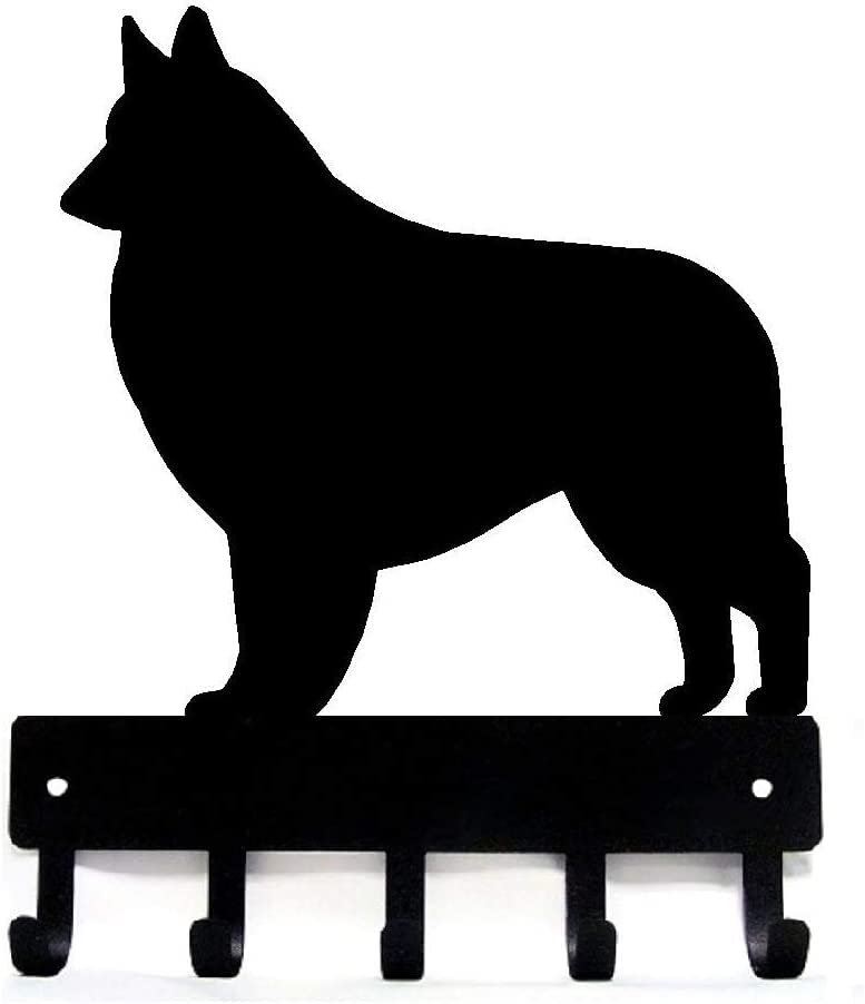 The Metal Peddler Belgian Tervuren Dog - Key Holder for Wall - Small 6 inch Wide - Made in USA; Gift for Dog Lovers