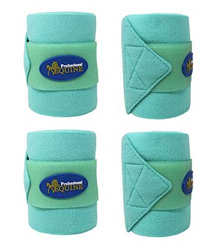 CHALLENGER Horse Tack Grooming Leg Set of 4 Fleece Polo Wrap Teal 95R21