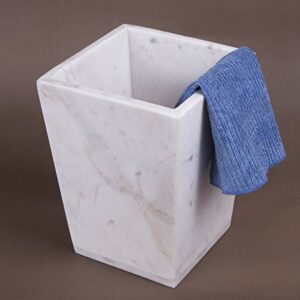 Creative Home Natural Marble Square Wastebasket Trash Can Recycle Bin Bathroom Storage Container Organizer, 7.5" x 7.5" x 10" H