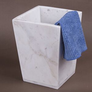 Creative Home Natural Marble Square Wastebasket Trash Can Recycle Bin Bathroom Storage Container Organizer, 7.5" x 7.5" x 10" H