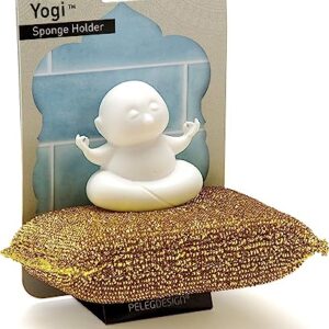 PELEG DESIGN Yogi Sponge Holder, Cute Plastic Sponge Holder for Kitchen Sink with Suction Cup,Dish Sponge Caddy Holder,Dries All Types of Sponges - Sponge Included