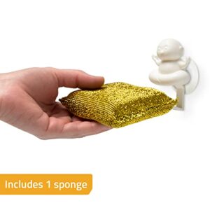 PELEG DESIGN Yogi Sponge Holder, Cute Plastic Sponge Holder for Kitchen Sink with Suction Cup,Dish Sponge Caddy Holder,Dries All Types of Sponges - Sponge Included