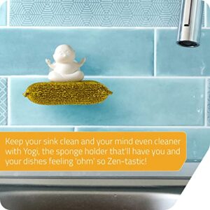 PELEG DESIGN Yogi Sponge Holder, Cute Plastic Sponge Holder for Kitchen Sink with Suction Cup,Dish Sponge Caddy Holder,Dries All Types of Sponges - Sponge Included