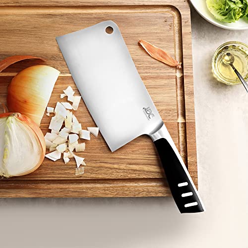 Lux Decor Collection Meat Cleaver - 7 Inch Sharp Butcher Knife | High Carbon Stainless Steel Meat Chopper | Kitchen Cleaver Knife for Home Kitchen & Restaurant| Meat Cleaver Knife Heavy Duty