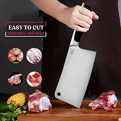 Lux Decor Collection Meat Cleaver - 7 Inch Sharp Butcher Knife | High Carbon Stainless Steel Meat Chopper | Kitchen Cleaver Knife for Home Kitchen & Restaurant| Meat Cleaver Knife Heavy Duty