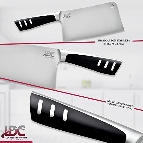 Lux Decor Collection Meat Cleaver - 7 Inch Sharp Butcher Knife | High Carbon Stainless Steel Meat Chopper | Kitchen Cleaver Knife for Home Kitchen & Restaurant| Meat Cleaver Knife Heavy Duty