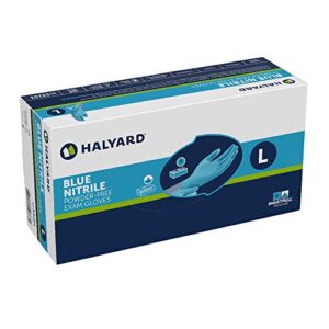 HALYARD Blue Nitrile Exam Gloves, Powder-Free, Non-Sterile, 5.9 mil, 9.5", Blue, Large, 53103 (Box of 100)