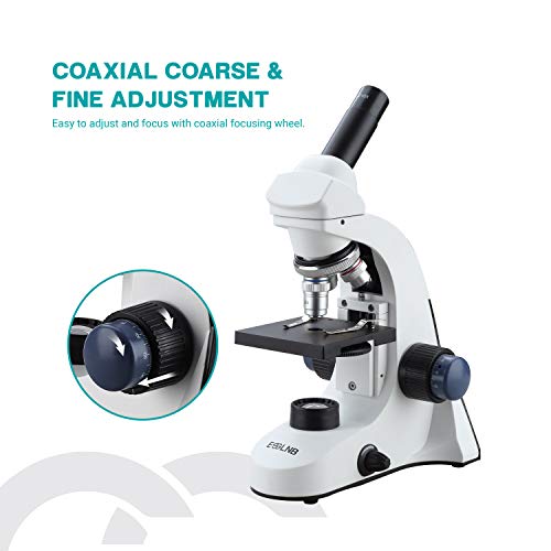 ESSLNB 1000X Microscope for Kids Students 40X-1000X Biological Compound Microscopes with Cell Phone Adapter Double Layer Stage Abbe Condenser and Slides