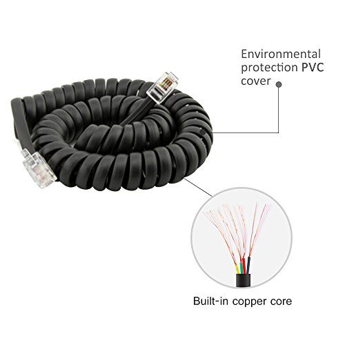 Telephone Cord Detangler,LOVK 2 Pack 13Ft Uncoiled / 2Ft Coiled Telephone Handset Cord with 2 Pack 360 Degree Rotating Landline Cable Detangler Swivel Cord Untangler Telephone Accessory