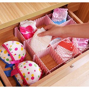 NewFerU Drawer Organizer Grid Dividers X 40, Adjustable Plastic Diy Partition Separators, Storage Box Tidy Inserts for Underwear Sock Bra Tie Scarf Tshirt Ornament Makeup Kitchen Cutlery (Pink)