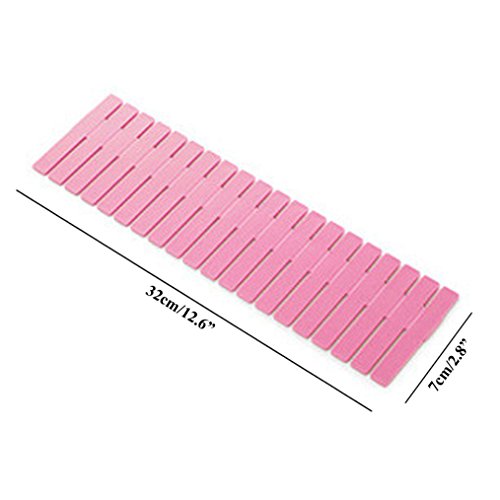 NewFerU Drawer Organizer Grid Dividers X 40, Adjustable Plastic Diy Partition Separators, Storage Box Tidy Inserts for Underwear Sock Bra Tie Scarf Tshirt Ornament Makeup Kitchen Cutlery (Pink)