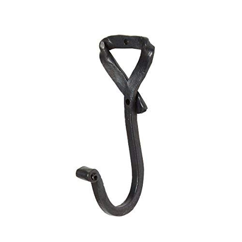 GoCraft Handmade Wrought Iron Coat Hook | Hook for Coats, Towels, Scarves | Forged Metal Decorative Colonial Wall Decor