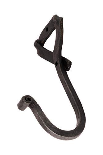 GoCraft Handmade Wrought Iron Coat Hook | Hook for Coats, Towels, Scarves | Forged Metal Decorative Colonial Wall Decor