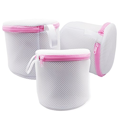 3Pack Bra Wash Bags Durable Mesh Bag Reusable for lingerie,Yoga Bra,Hosiery,Stocking(3, white)