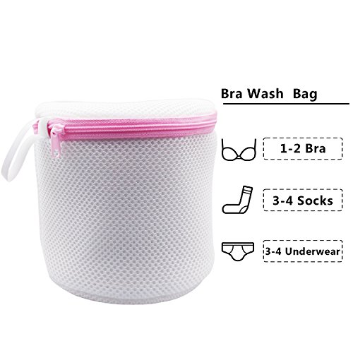 3Pack Bra Wash Bags Durable Mesh Bag Reusable for lingerie,Yoga Bra,Hosiery,Stocking(3, white)