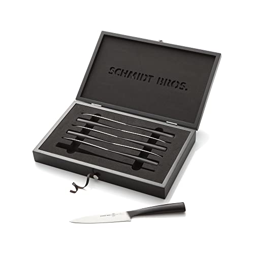 Schmidt Brothers - Carbon 6, 6-Piece Jumbo Steak Knife Set, High Carbon German Stainless Cutlery in a Wood Gift Box