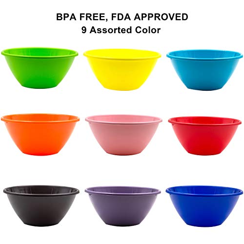 Youngever 32 Ounce Plastic Bowls, Large Cereal Bowls, Large Soup Bowls, Set of 9 in 9 Assorted Colors