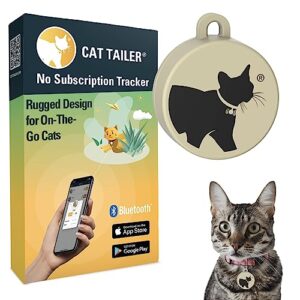 cat tailer cat tracker - small and lightweight waterproof bluetooth pet collar attachment, 328 foot range, replaceable 6 month battery life, android/apple ios compatible