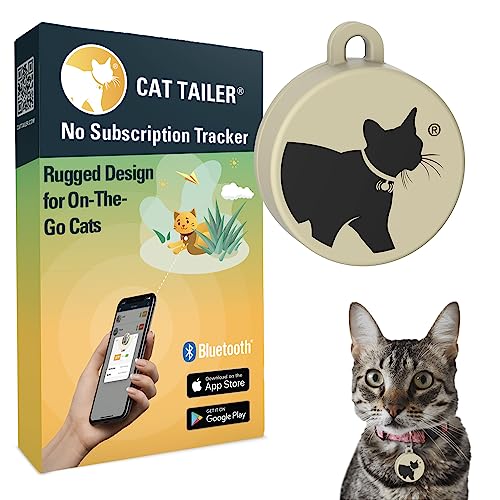 Cat Tailer Cat Tracker - Small and Lightweight Waterproof Bluetooth Pet Collar Attachment, 328 foot Range, Replaceable 6 Month Battery Life, Android/Apple iOS Compatible