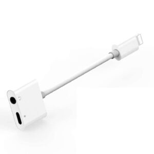 Lightning 2-in-1 iPhone Audio Adapter, 3.5mm Headphone and Lightning Charger Adapter for 8/8 Plus iPhone 7/7 Plus 10 iPad iPod Earphone Adapter Aux Audio Supports iOS 11, Great with Car and Home Audio