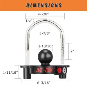 AC-DK Trailer Hitch Coupler Lock Fits 1-7/8", 2", and 2-5/16" Couplers, Heavy Duty Steel Trailer Locks Ball Hitch with 3 Keys Alike Trailer Hitch Locks for RV Travel Boat Camper Trailer