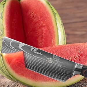 KESSAKU Nakiri Knife - 7 inch - Samurai Series - Asian Vegetable Cleaver - Razor Sharp Kitchen Knife - Forged 7Cr17MoV High Carbon Stainless Steel - Wood Handle with Blade Guard