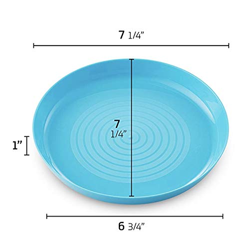 Klickpick Home Kids Plates - 12 Pcs Plate Children Plastic Plates Dishes Reusable - 6 Bright Colors Dishwasher Microwave Safe BPA Free Plate Perfect for Kid and Toddlers