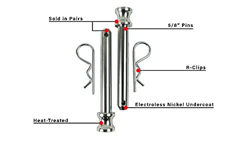 Corrosion-Resistant 5/8" Pins for BulletProof Hitches (Sold as Pair), Stainless Steel with Electroless Nickel Plating (Rated to 36,000lbs)