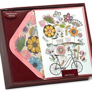 Papyrus Thank You Cards with Envelopes, Flowers & Bike with Glitter (8-Count)