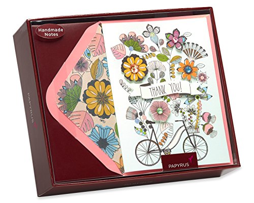 Papyrus Thank You Cards with Envelopes, Flowers & Bike with Glitter (8-Count)