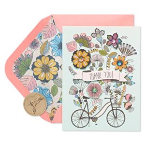 Papyrus Thank You Cards with Envelopes, Flowers & Bike with Glitter (8-Count)