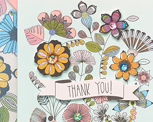 Papyrus Thank You Cards with Envelopes, Flowers & Bike with Glitter (8-Count)