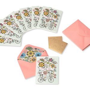 Papyrus Thank You Cards with Envelopes, Flowers & Bike with Glitter (8-Count)