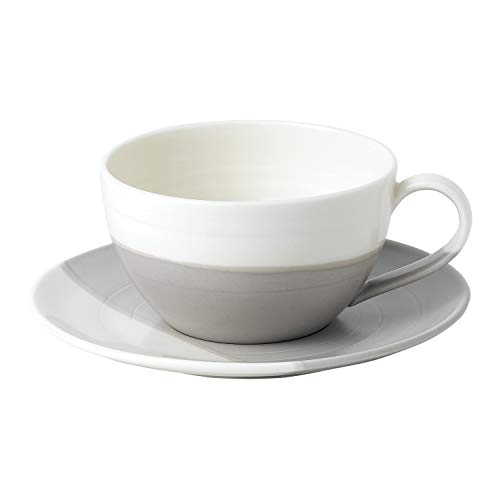 Royal Doulton Coffee Studio Latte Cup & Saucer Set, 1 Count (Pack of 1), Grey and off white