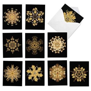 the best card company - 10 blank note cards assortment (4 x 5.12 inch) - zen patterns and symbols, bulk boxed set - magnificent mandalas am6326ocb-b1x10