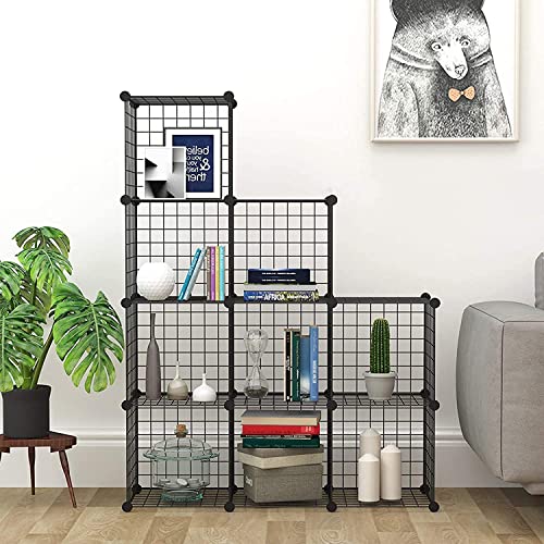 C&AHOME Wire Cube Storage, 9-Cube Organizer Metal, Wire C Grids Storage, Storage Bins Shelf, Modular Bookshelf, Closet Cabinet Ideal for Home, Living Room, Office 36.6”L x 12.4”W x 48.4”H Black