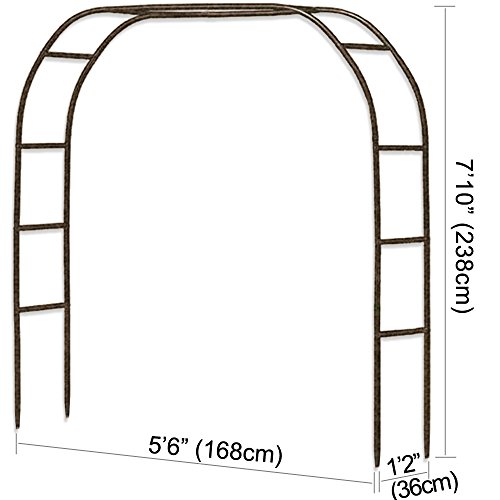 Metal Garden Arch,7.8 Feet High x 5.5 Feet Wide Sturdy Metal Arbor with Sharp Ends for Climbing Vines and Plants,Weddings Quinceaneras Party Decoration