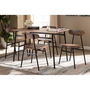 baxton studio darcia 5 piece dining set in brown and matte black