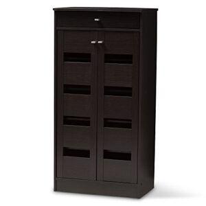 baxton studio acadia modern and contemporary wenge brown finished shoe cabinet