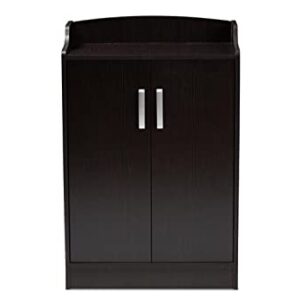 Baxton Studio Verdell Modern and Contemporary Wenge Brown Finished Shoe Cabinet