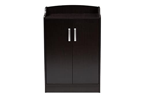 Baxton Studio Verdell Modern and Contemporary Wenge Brown Finished Shoe Cabinet