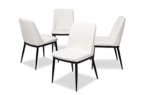 Baxton Studio Darcell Modern and Contemporary White Faux Leather Upholstered Dining Chair