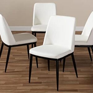 Baxton Studio Darcell Modern and Contemporary White Faux Leather Upholstered Dining Chair